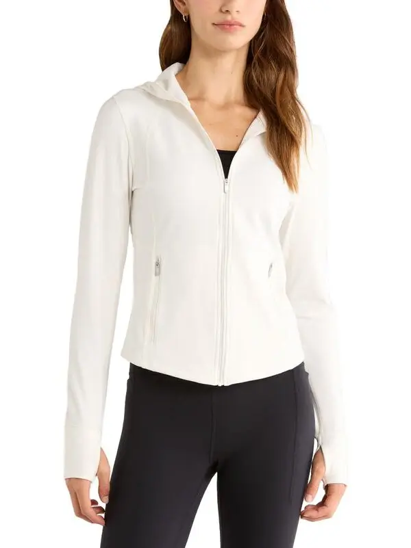 Zella Zip Hooded Jacket - Ivory Egret