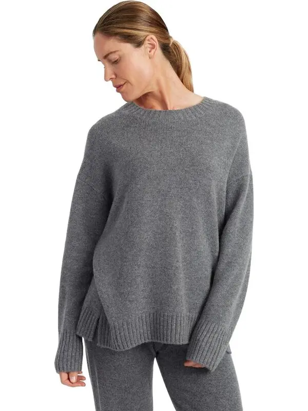 Chinti & Parker Cashmere Crew Neck Sweater - Mid Grey Melange