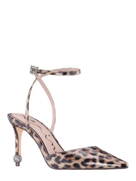 Nina Nasha Ankle Strap Pointed Toe Pump - Leopard