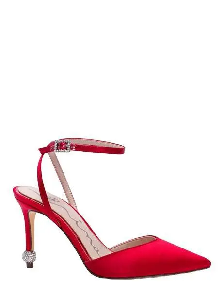 Nina Nasha Ankle Strap Pointed Toe Pump - Red