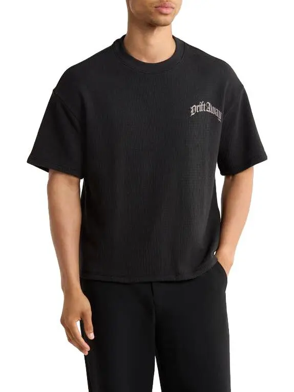 PACSUN Dift Away Oversize Waffle Graphic T-shirt - Black