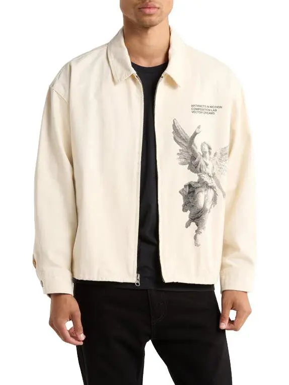PACSUN Artifacts In Motion Cropped Cotton Jacket - Cream
