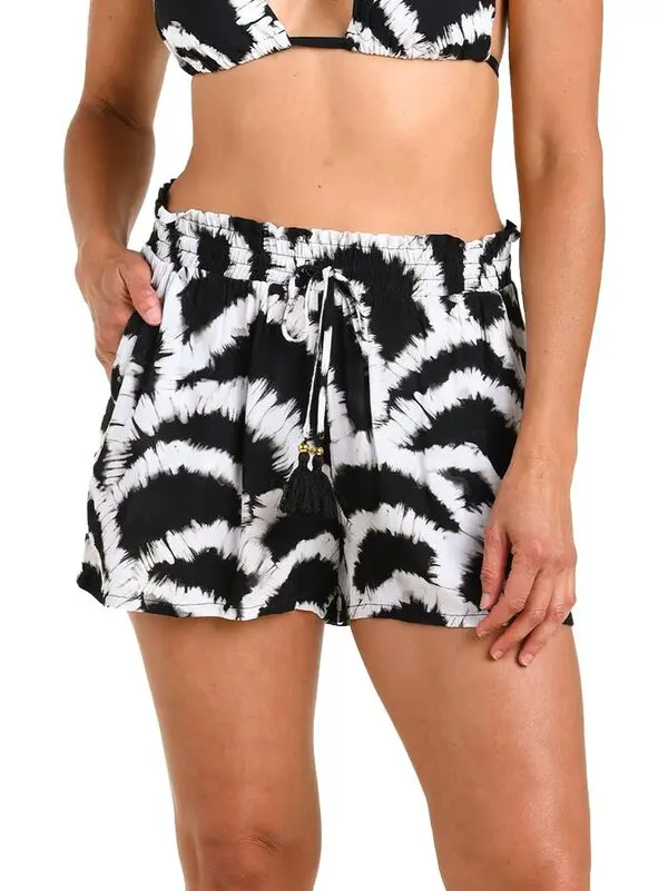 La Blanca Woven Shadows Cover-up Printed Shorts - Black