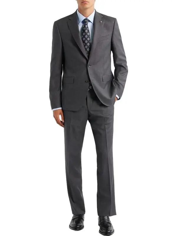 JACK VICTOR Esprit Grey Bird's Eye Super 120s Wool Suit - Charcoal