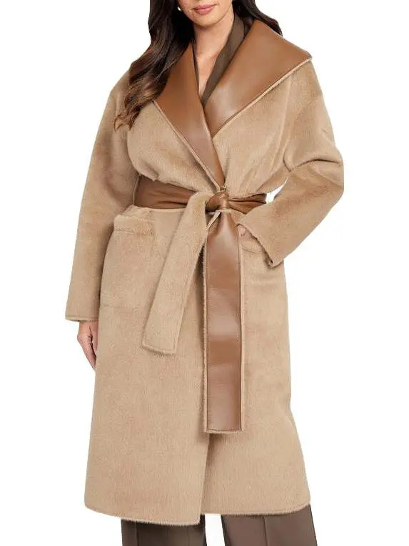 MARCIANO Ines Reversible Faux Leather & Faux Fur Coat - Light Taupe