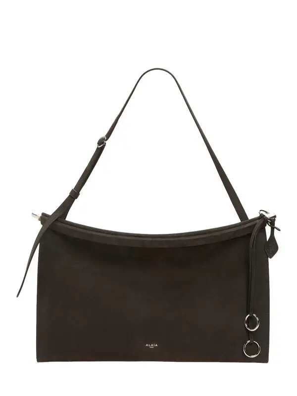Alaïa Le Click East/west Suede Shoulder Bag - Anthracite
