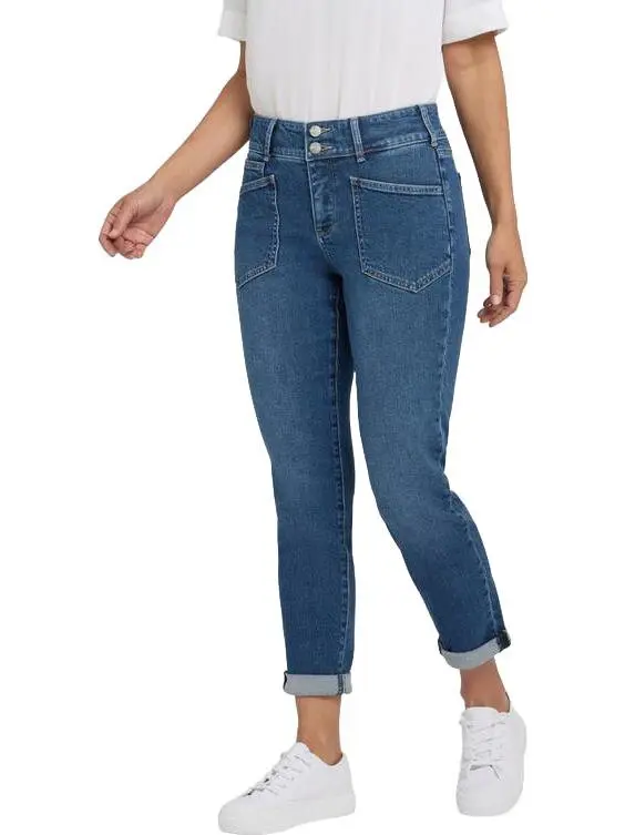 NYDJ Margot Utility Pocket Ankle Girlfriend Jeans - Lake Notre Dame