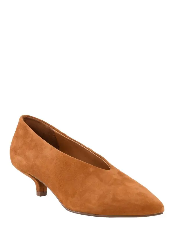 Seychelles Libertine Pointed Toe Kitten Heel Pumps - Dark Tan