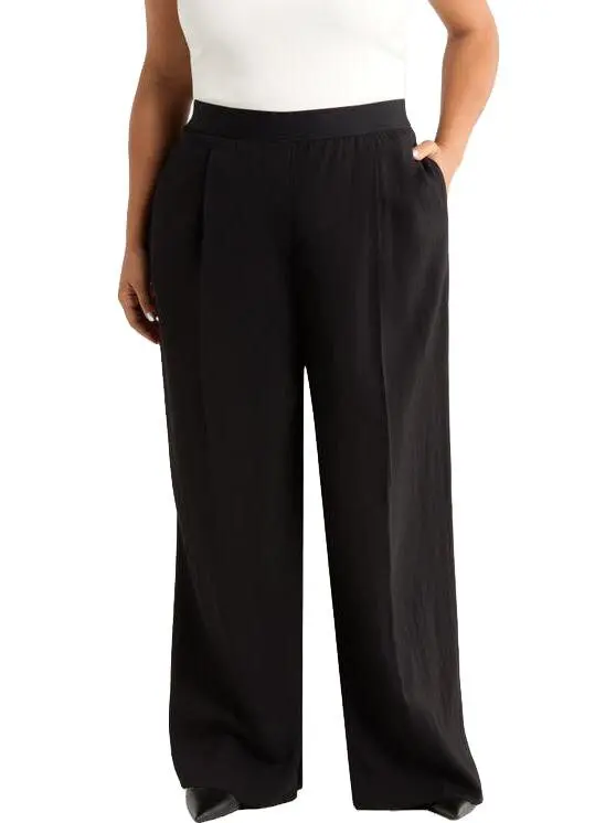 Nordstrom Pintuck Straight Leg Trousers - Black