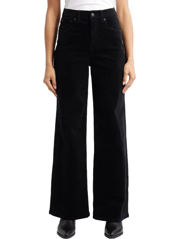 Spanx High-waist Wide-leg Corduroy Pants - Classic Black