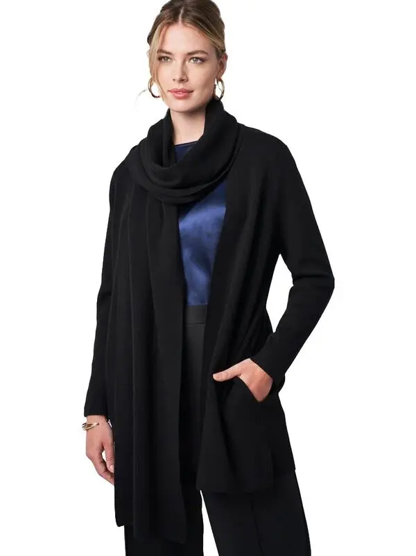JESSICA LONDON Wrap Scarf Coatigan - Black