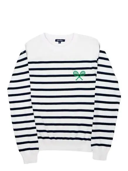 AME & LULU Club Sport Sweater - Navy Rally Stripes