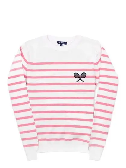 AME & LULU Club Sport Sweater - Pink Rally Stripes