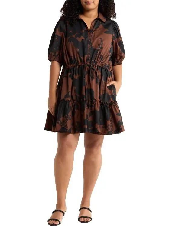 SUGARLIPS Floral Shirtdress - Chocolate