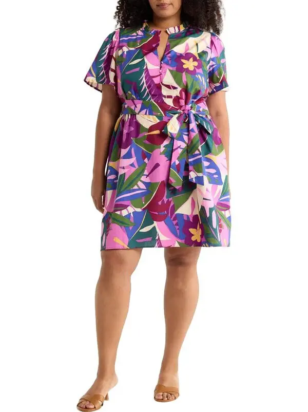 SUGARLIPS Floral Belted Ema Dress - Purple Multi