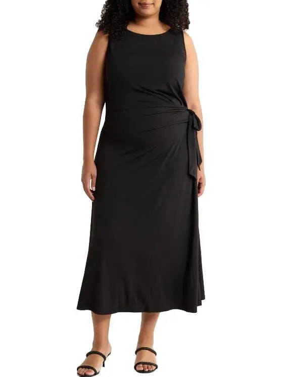 SUGARLIPS Amary Tie Waist Knit Midi Dress - Black
