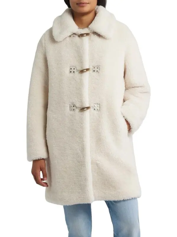 Sam Edelman Faux Fur Toggle Coat - Modern Ivory