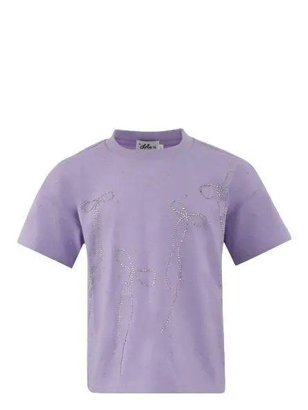LOLA + THE BOYS Crystal Bows T-shirt - Purple