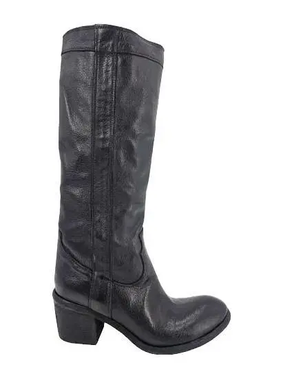 MADISON MAISON Washed Leather Knee-high Pull-on Boots - Black