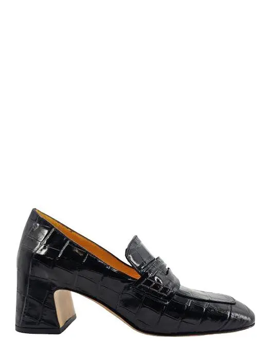 MADISON MAISON Heel Moc Croc Loafer - Black