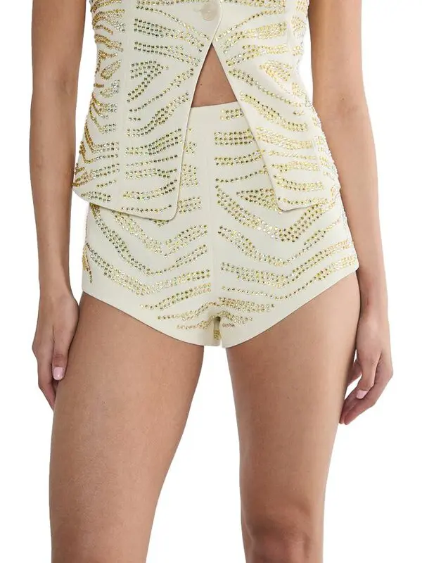 Nasty Gal Zebra Hotfix Tailored Hotpants - Cream