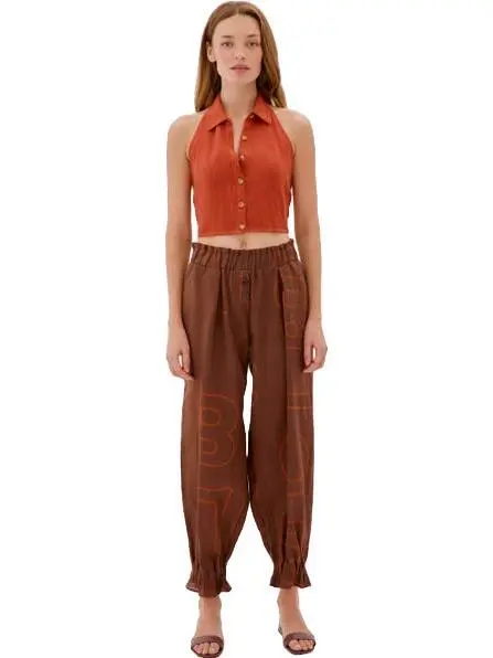LABECA LONDON Labecca London Leah Linen Crop Top - Orange