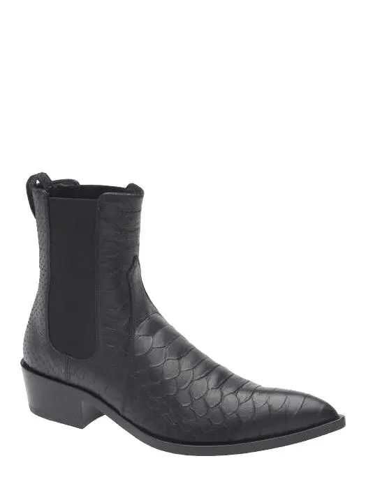 TOM FORD Snakeskin Embossed Pointed Toe Chelsea Boots - 1n001 Black
