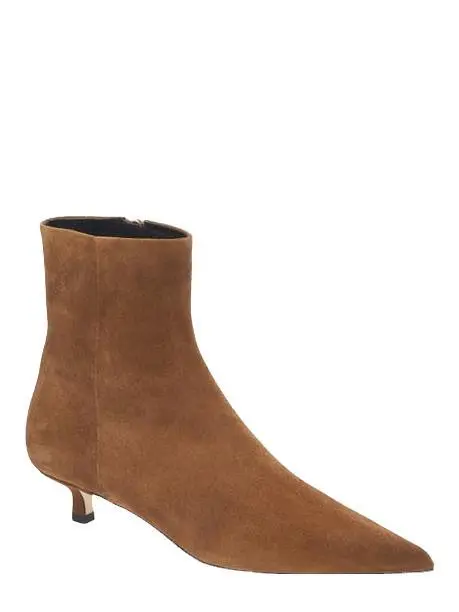 AeydĒ Sofie Pointed Toe Kitten Heel Booties - Tobacco