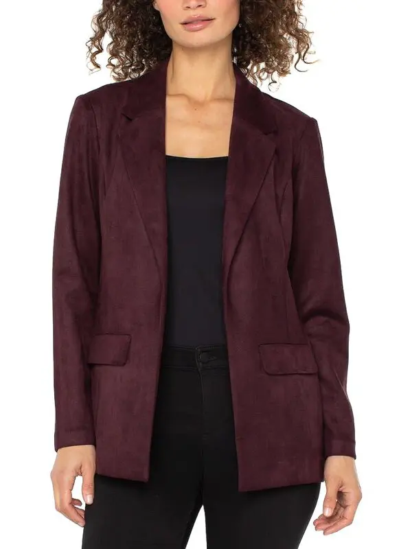 LIVERPOOL Faux Suede Blazer - Dark Oxblood