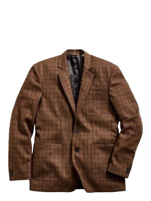 Billy Reid Archie Wool Houndstooth Check Jacket - Brown Multi
