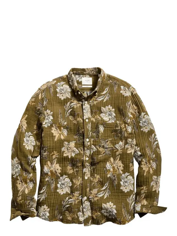 Billy Reid Tuscumbia Peony Jacquard Button-down Shirt - Olive Multi