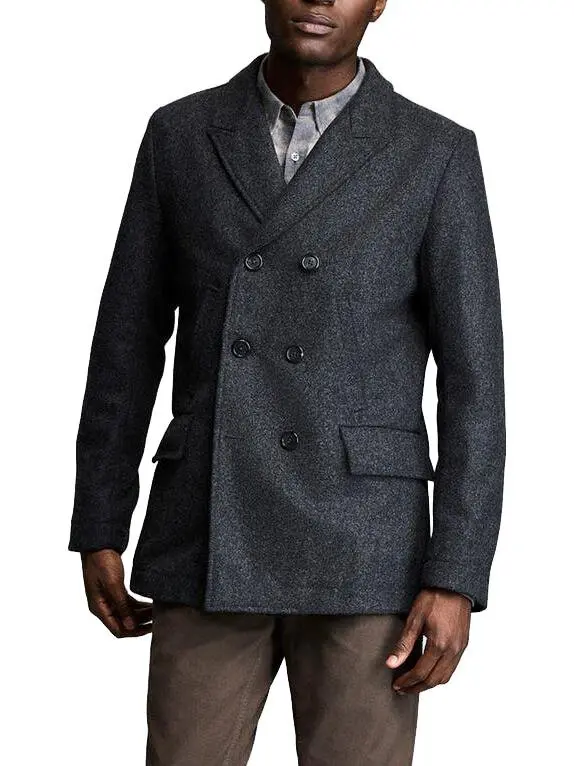 Billy Reid Bond Wool-blend Pea Coat - Grey Heather