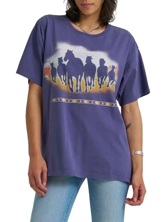 Wrangler Horses Oversize Cotton Graphic T-shirt - Astral Aura