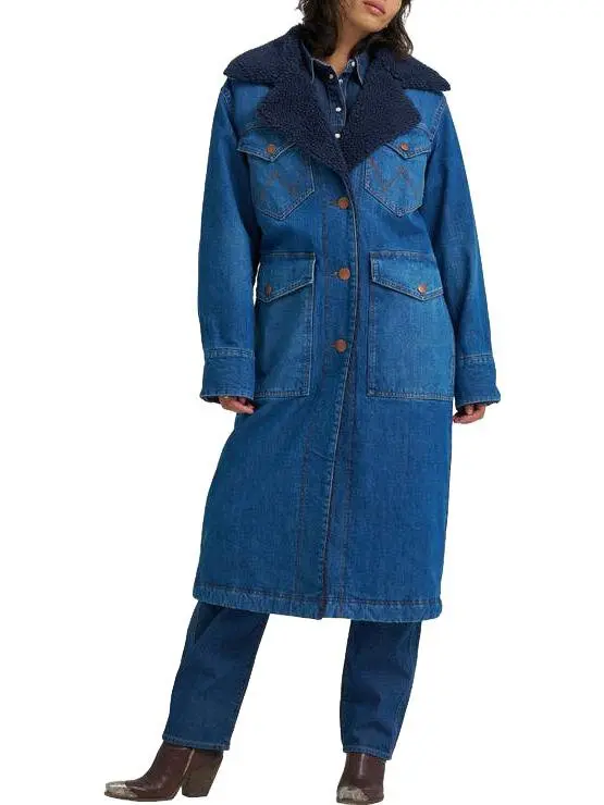 Wrangler Denim Fleece Coat - Sparkle Blue