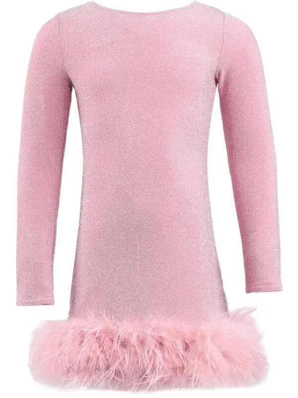 LOLA + THE BOYS Feather Shimmer Dress - Pink