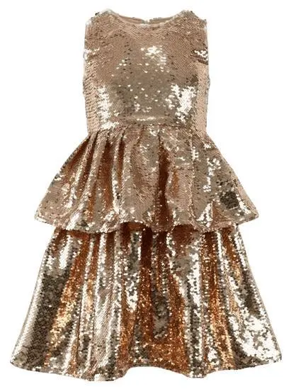 LOLA + THE BOYS Sequin Tiered Dress - Goid