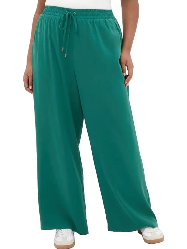 City Chic Leia Wide Leg Pull-on Pants - Jade