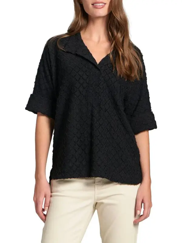 APNY Texture High-low Knit Top - Black