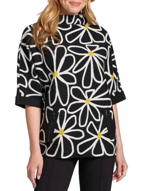 APNY Floral Patterned Sweater - Black/white