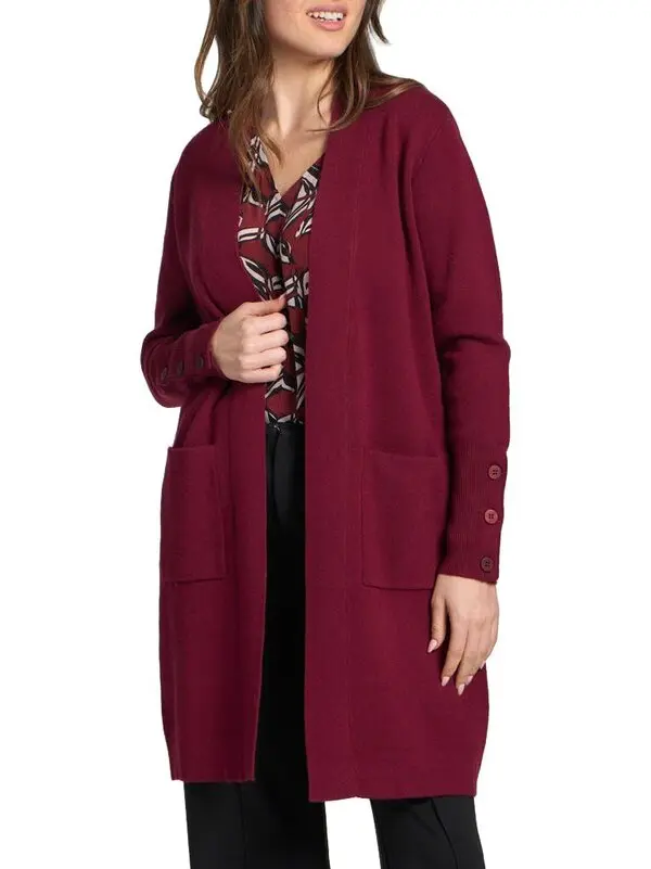 APNY Open Front Long Cardigan - Wine