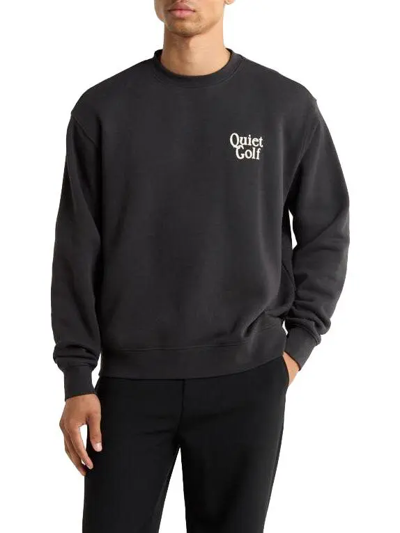 QUIET GOLF Stacked Logo Cotton Hoodie - Black