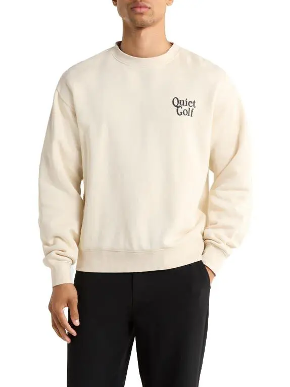 QUIET GOLF Stacked Logo Cotton Hoodie - Bone