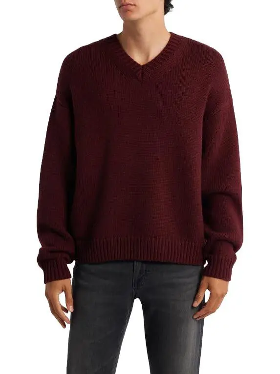 FRAME Oversized Wool & Cashmere Crewneck Sweater - Burgundy