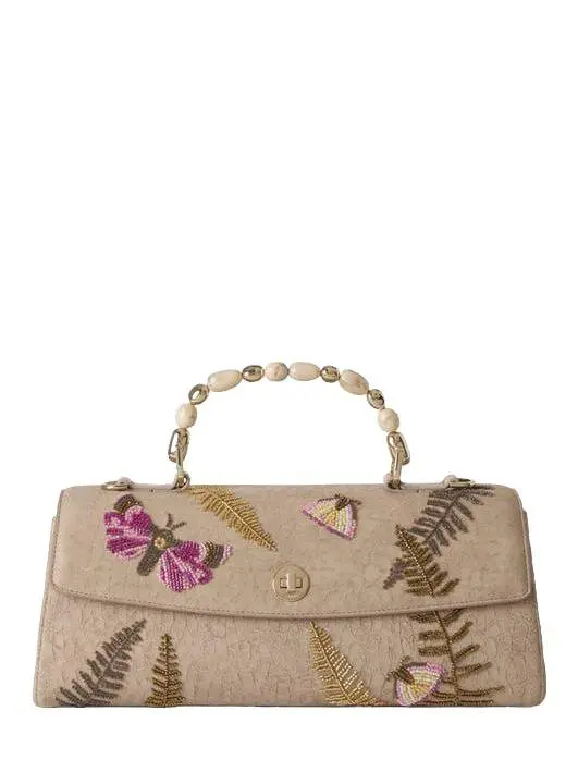 Brahmin Dayan Embossed Leather Shoulder Bag - Fossilized