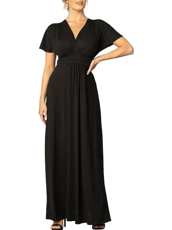 KIYONNA Vienna V-neck Maxi Dress - Black Noir