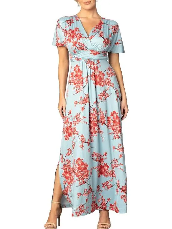 KIYONNA Vienna V-neck Maxi Dress - Cherry Blossom Print