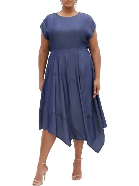City Chic Hallie Asymmetric Maxi Dress - Denim