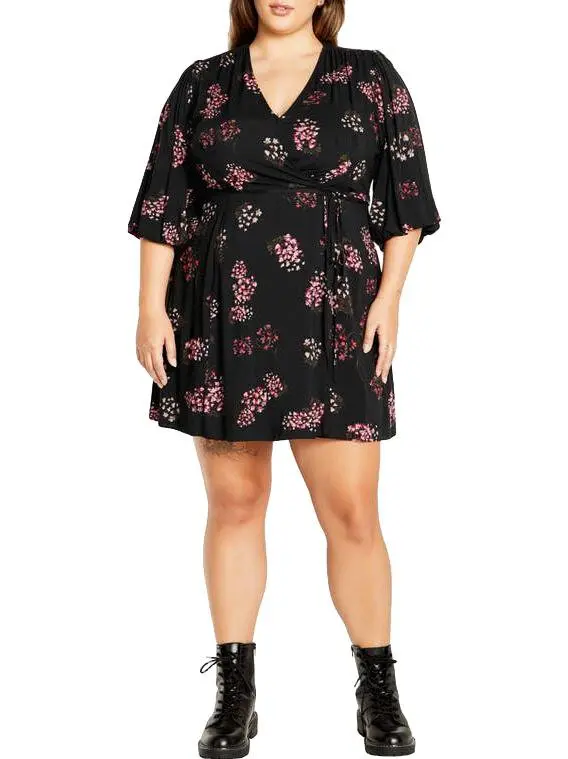 City Chic Camila Faux Wrap Dress - Floral