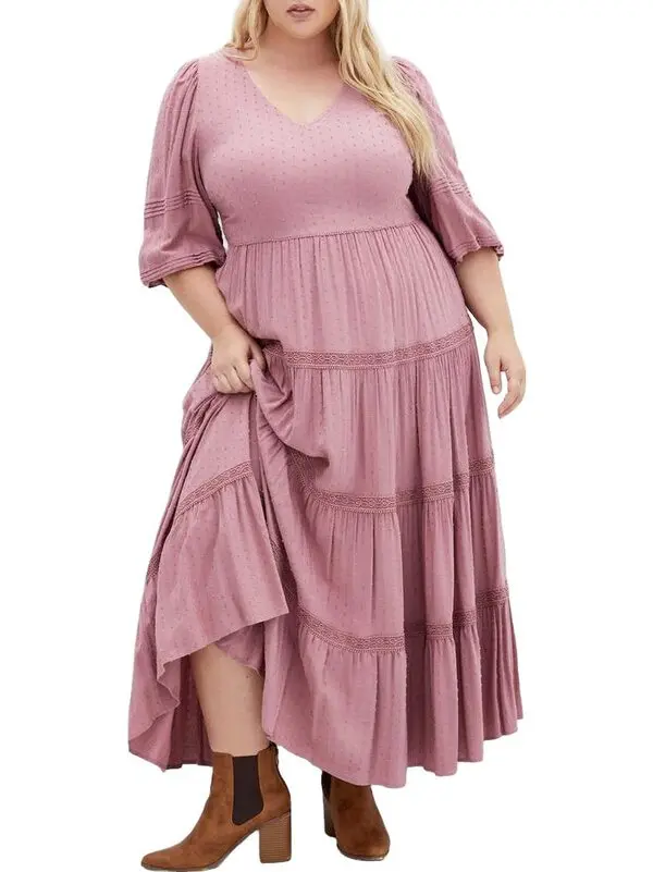 City Chic Brooklynn Tiered Maxi Dress - Blush