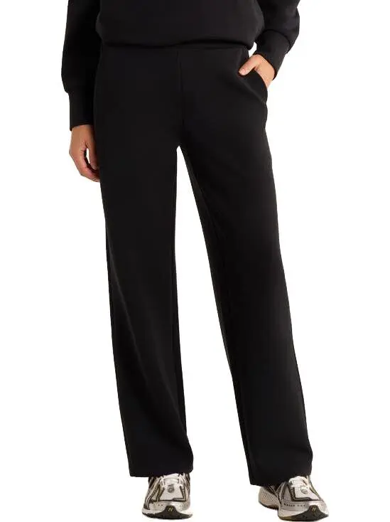 Zella High Waist Straight Leg Scuba Knit Pants - Black